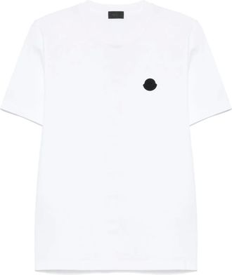 Moncler t-shirt en coton à logo vertical - Blanc