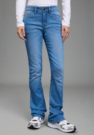 Arizona Bootcut-Jeans ARIZONA Baby-Boot, Damen, Gr. 17, K + L Gr, blau used, Denim/Jeans, Obermaterial: 79% Baumwolle, 19% Polyester, 2% Elasthan, unifarben, 