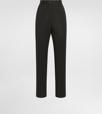 Dolce & Gabbana Nadelstreifenhose Mit Hohem Bund Aus Twill - Frau Hosen Und Shorts n/d Wolle 40