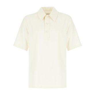 Jil Sander Wool Canvas Polo Shirt - - Tops - Herren - Wei&szlig; - XL