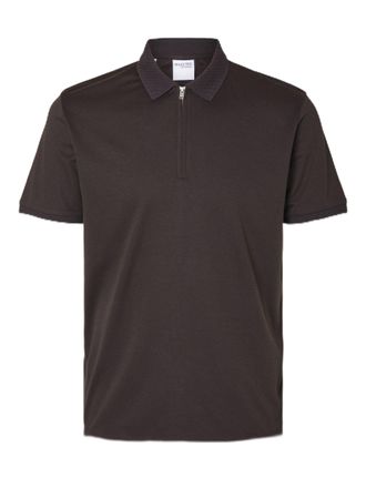 Selected Selected Homme Herren Slhfave Zip Noos Poloshirt, Chocolate Torte, XXL EU