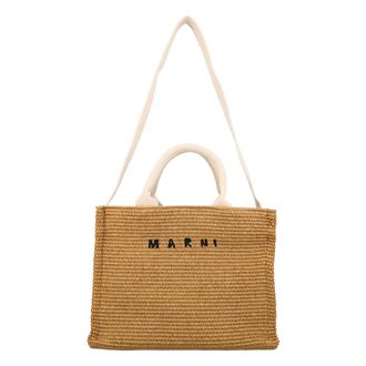 Marni Femme, Sacs, Beige, Taille: ONE Size Sac Fourre-Tout en Rafia Sienna Brut/Naturel