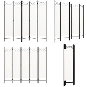 vidaXL Cloison de séparation 5 panneaux Blanc 200x180 cm - Cloison De Séparation - Paravent - Séparateur De Pièce - Intimite - Decoration - Home & Living