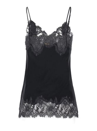 Gold Hawk Lace-Trimmed Blouse - Black
