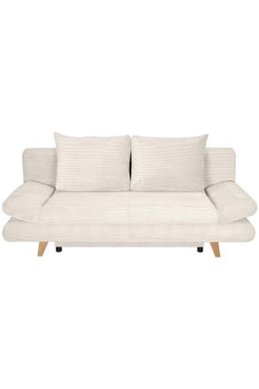 CARRYHOME Schlafsofa, Beige, Textil, Buche, massiv, 2-Sitzer, F&uuml;llung: Schaumstoffflocken, 200x75x85 cm, Schlafen auf Sitzh&ouml;he, haustierfreundlicher Bezug, Wohn