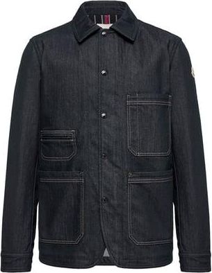 Moncler Surchemise Haderu en denim de coton m&eacute;lang&eacute;