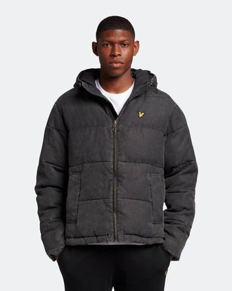 Lyle & Scott Gewaschene wattierte Jacke in Schwarz