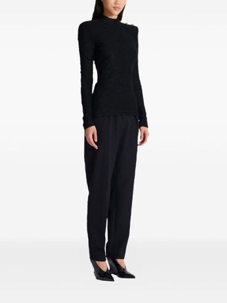 Balmain Monogram Bouclette High-Neck Top - Black