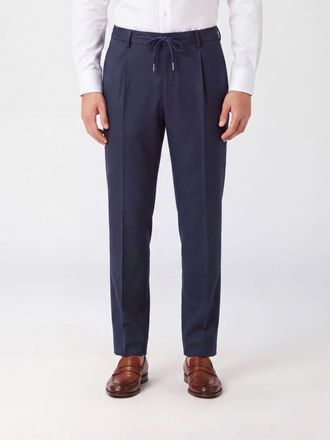 Tagliatore Slim Fit Bundfaltenhose aus Schurwolle mit Kordelzugbund