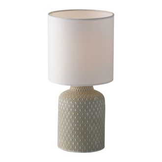 Luce-Ambiente-Design Ravello Table Lamp in Gray Ceramic with Fabric Lampshade