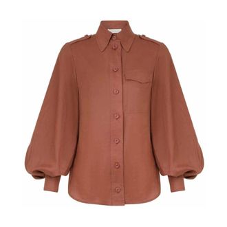 Zimmermann Modernes Utility-Hemd mit Blouson&auml;rmeln - - Blouses & Shirts - Damen - Rot - M