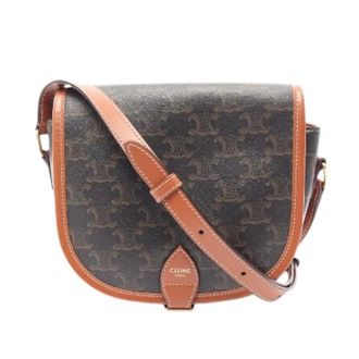 Celine Pre-owned Sac bandouli&egrave;re Folco Moyen Mod&egrave;le Triomphe - Femme - Pre-owned - Brun - Taille: ONE Size