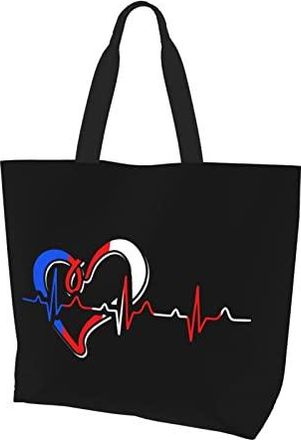 AOOEDM Sac &agrave; provisions r&eacute;utilisable en toile pour dames Heartbeat portoricaine