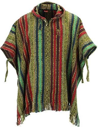 Loud Elephant Poncho à Capuche 100% Coton tissé Gheri Style Mexicain - Multicolore - Taille Unique