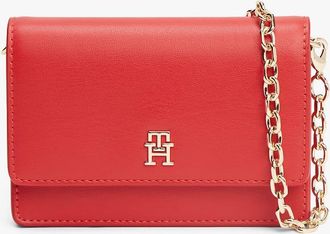 Tommy Hilfiger Kreditkarten-Brieftasche in Rot und Orange mit Kettendetail und Hilfiger-Markenlogo