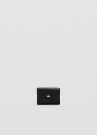 Mango Petit porte-monnaie &agrave; rabat noir - Femme - Taille unique - MANGO
