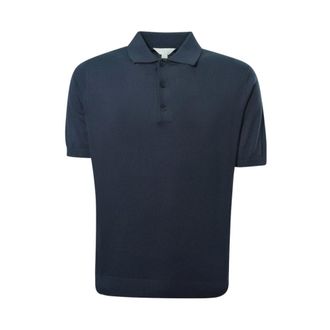 Malo Homme, Tops, Bleu, Taille: M Polo &agrave; Manches Courtes et Trois Boutons