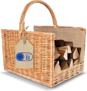 Creative Home Panier Rangement Bois B&ucirc;ches en Osier 50 x 34 x 50 cm
