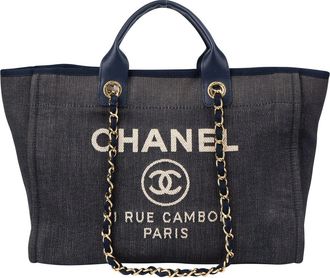 Chanel Crossbody Bags - Chanel Bleu Cotton Deauville Handbag - Gr. unisize - in Blau - f&uuml;r Damen