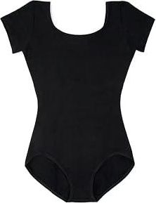 Capezio Justaucorps Classique &agrave; Manches Courtes pour Femme, Noir, Medium