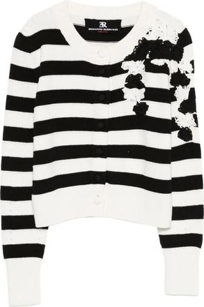 Ermanno Scervino Femme, Pulls, Noir, Taille: 36 FR Cardigan Floral &agrave; Rayures