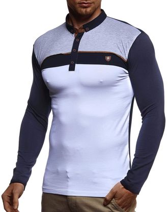 LEIF NELSON Herren Polo-Shirt Langarmshirt Slim Fit Baumwolle-Anteil Basic Männer Longsleeve Pulli weißes Sweatshirt Poloshirt Pullover T-Shirt Langarm LN4805 Dun