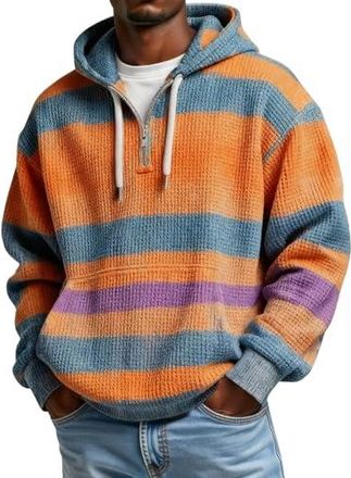 Generic Sweat à capuche décontracté à manches longues pour homme, Orange, 3XL