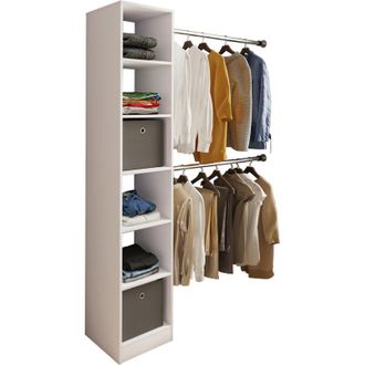 ebuy24 Dacho2 armoire de rangement &eacute;tag&egrave;re avec 2 x barre de suspension 6 tablettes blanc