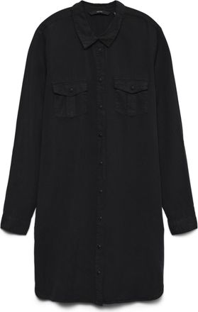 Vero Moda Damen VMSILLA LS Short Dress Blck GA NOOS 10206339, Black, XS