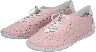 Rieker Slip-On Sneaker RIEKER, Damen, Gr. 39, ros&eacute;, sanftes wei&szlig;, Glattleder, unifarben mit Farbeinsatz, Schuhe, Schlupfschuh, Halbschuh, Freizeitschuh mit S