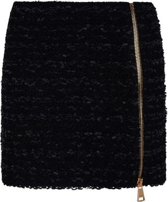 Balmain Femme, Jupes, Noir, Taille: 36 FR Mini-jupe zipp&eacute;e en tweed