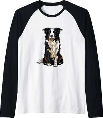 Whyitsme Design Abbildung eines Border Collie-Hundes Raglan