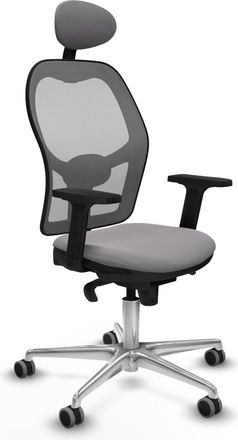 Piqueras y Crespo Telefonica Jorquera mit 2D-Armlehnen, h&ouml;henverstellbarer Lendenwirbelst&uuml;tze und festem Kopfteil, ausgestattet mit 5 Positionen, Grau/Grau