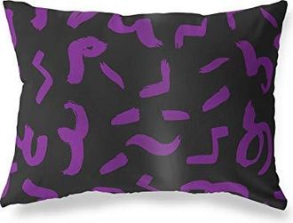 Bonamaison Le Jardin du Lin Kissenbezug Zierkissenbezug Lila-Schwarz Kissenbezug, Für Bett, Auto, Sofa, Haus, Wohnzimmer, Schlafzimmer, Dekoration, 45x60 Cm - En