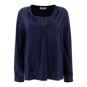 F.it Femme, Blouses et Chemises, Bleu, Taille: 38 FR Chemise M&eacute;lange de Soie