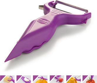 Börner Gemüseschäler (6-in-1) - Garnierschäler mit Reibe - Multifunktionsschäler für Obst & Gemüse - Schäler als Obstschäler, Universalschäler, Kartoffelschä