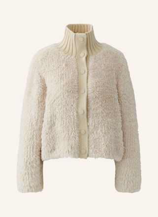 Oui Strickjacke Mit Kunstfell grau