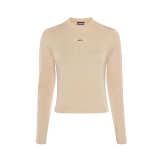 Jacquemus Femme, Tops, Beige, Taille: 36 FR T-shirt &agrave; Manches Longues Gros Grain
