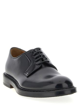 Doucal's Brushed Calf Leather Derby Oxford - Black