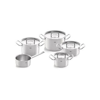 FISSLER Original-Profi Collection/Edelstahl-Kochtopfset, 5-teilig, Töpfe mit Metall-Deckel (3 Kochtöpfe,1 Bratentopf 1 Stielkasserolle-deckellos) - Induktion