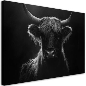 Feeby Tableau d&eacute;co Vache &eacute;cossaise noir et blanc 100x70