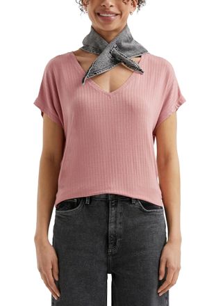 QS by s.Oliver Flie&szlig;endes Oversize-Shirt mit Rippstruktur