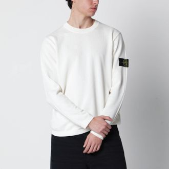 Stone Island Elfenbeinfarbener Pullover mit lockerer Passform