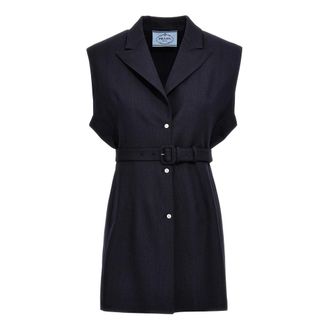 Prada G&uuml;rtelweste aus Wolle - - Jackets - Damen - Blau - S