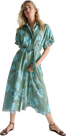 Marie M&eacute;ro Femme, Robes, Vert, Taille: 38 FR Printed Long Shirt Dress