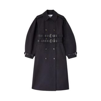 Ganni Trenchcoat aus doppeltem Baumwollstoff - - Coats - Damen - Schwarzk - M
