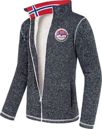 Nebulus Herren Fleecejacke FALLOU, warme Fleece Jacke, mit langem Full-Zip Rei&szlig;verschluss, Navy Melange - XXL