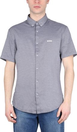 HUGO BOSS Logo Button-Down Shirt - Gray