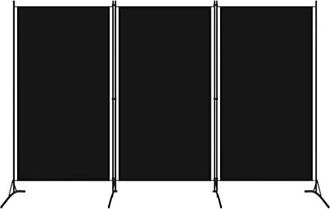 vidaXL Paravent 3 Panneaux, 260x180 cm, Tissu Polyester & Structure en Fer, Noir, Écran de Confidentialité Pliable, Cloison Mobile, Chambre & Bureau, Décorat