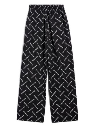Balenciaga pantalon en coton &agrave; logo imprim&eacute; - Noir